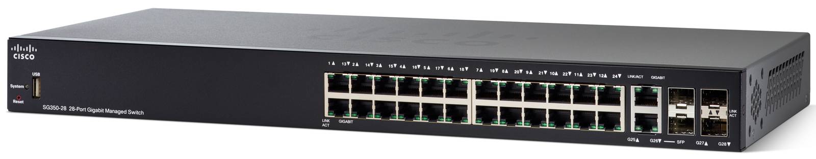 Cisco SG350-28 24xGE + 2x combo GE/SFP + 2xSFP Managed Switch | ASBIS CZ